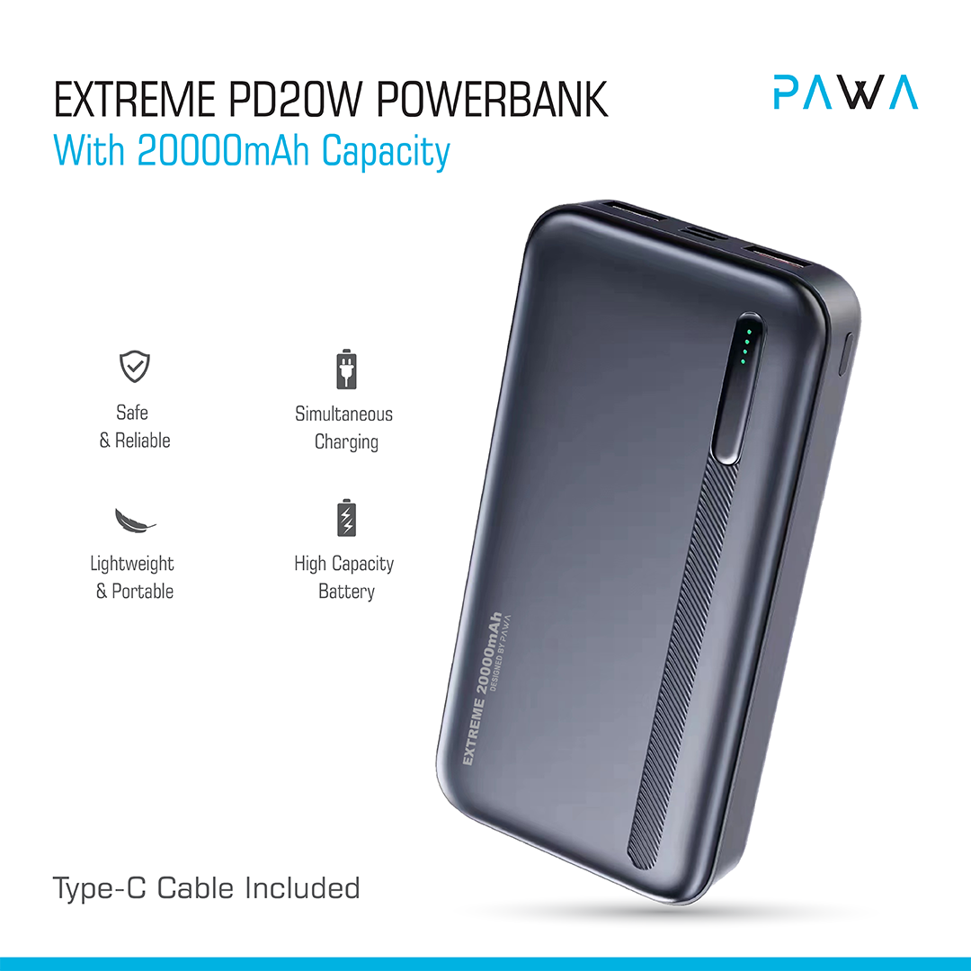 Extreme PD20W Powerbank With 20000mAh Capacity - PAWA