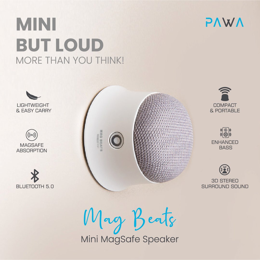 Mag Beats Mini Magsafe Speaker | White - PAWA