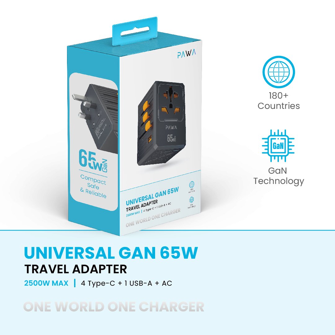Universal Gan 65W Travel Adapter - PAWA